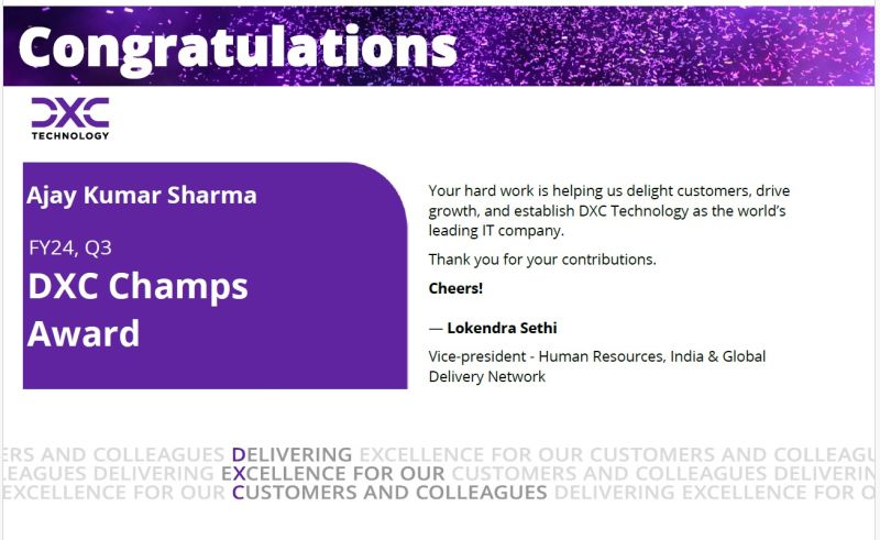 Ajay kumar Sharma on LinkedIn: #dxc Ajay kumar Sharma on LinkedIn: #dxc