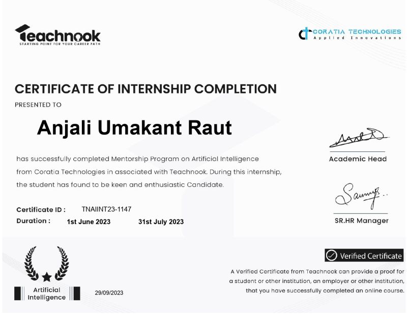 Anjali Raut on LinkedIn: Successfully Completed Internship In TEACHNOOK ... Anjali Raut on LinkedIn: Successfully Completed Internship In TEACHNOOK ...