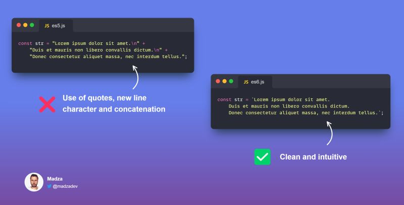 Madza 👨💻⚡ on LinkedIn: JavaScript tip 💡 Create multi-line strings with ... Madza 👨💻⚡ on LinkedIn: JavaScript tip 💡 Create multi-line strings with ...