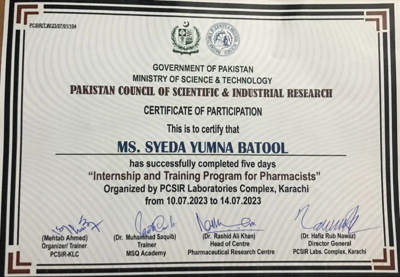 Syeda Yumna Batool on LinkedIn: #internship #pharmaceutical #research # ... Syeda Yumna Batool on LinkedIn: #internship #pharmaceutical #research # ...