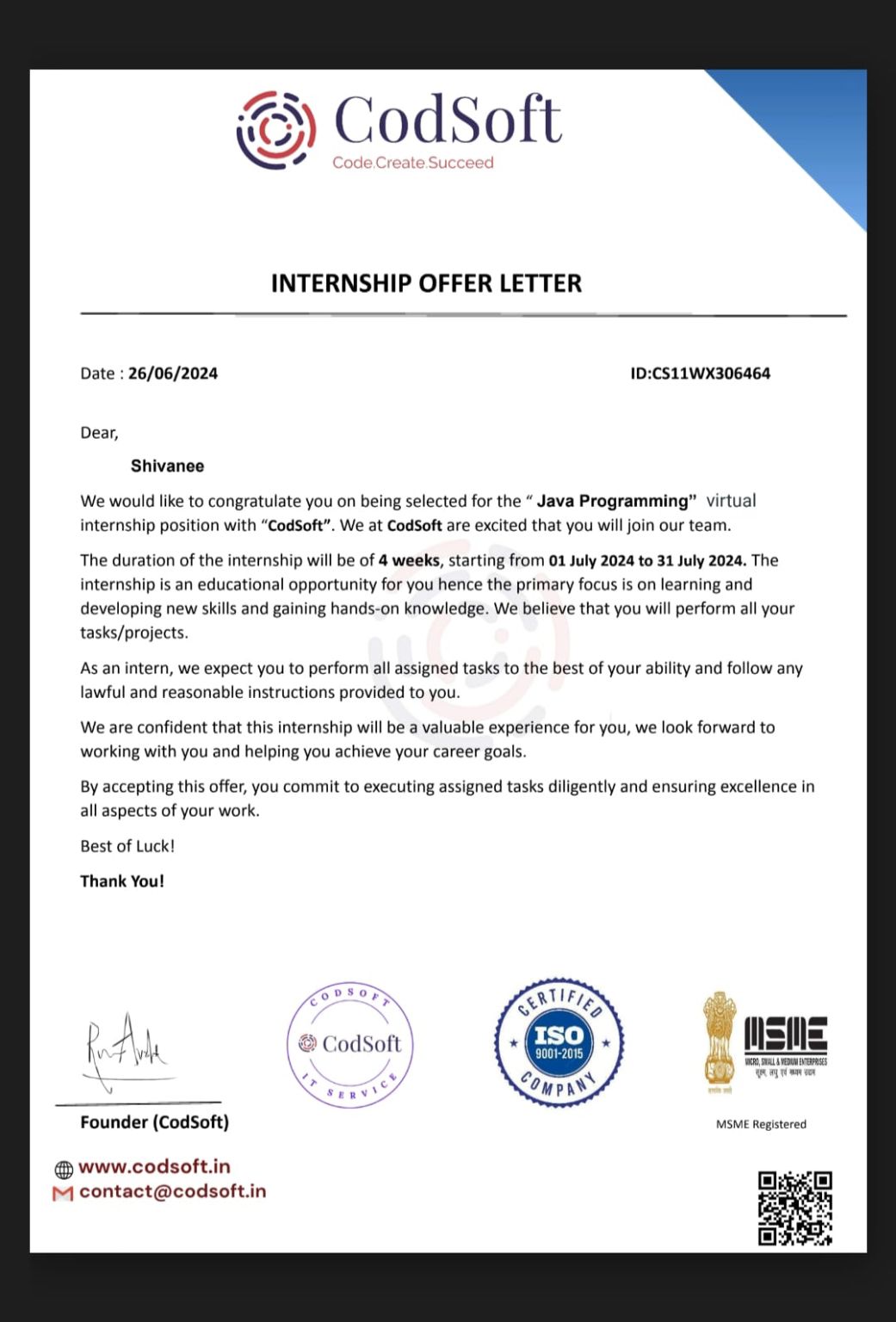shivanee kumari on LinkedIn: #internship #java #codsoft #techjourney # ... shivanee kumari on LinkedIn: #internship #java #codsoft #techjourney # ...
