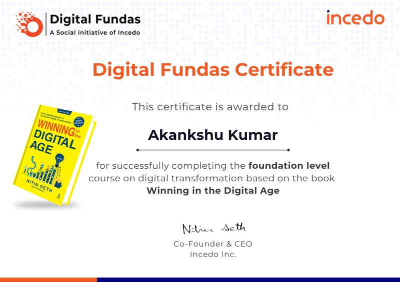 Akankshu Kumar on LinkedIn: #completed #certification #digitalfundas # ... Akankshu Kumar on LinkedIn: #completed #certification #digitalfundas # ...