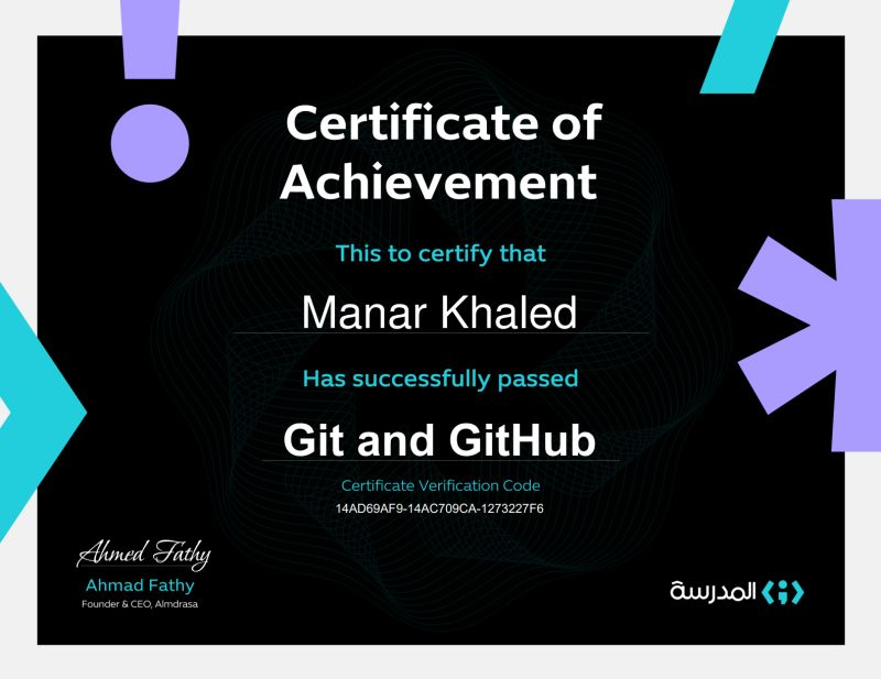 Manar Khaled on LinkedIn: #git #github #certificate # ... Manar Khaled on LinkedIn: #git #github #certificate # ...