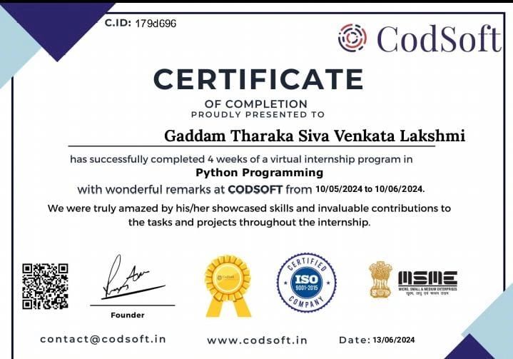 Tharaka siva venkata Lakshmi Gaddam on LinkedIn: #python #programming # ... Tharaka siva venkata Lakshmi Gaddam on LinkedIn: #python #programming # ...