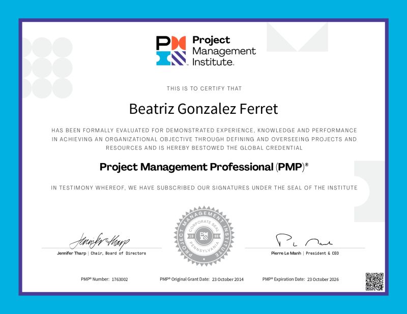 Beatriz Gonzalez Ferret on LinkedIn: #pmpcertification # ... Beatriz Gonzalez Ferret on LinkedIn: #pmpcertification # ...