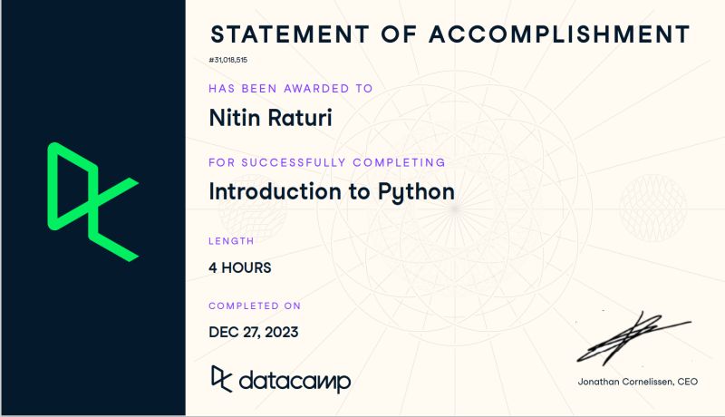 Nitin Raturi on LinkedIn: Introduction to Python Nitin Raturi on LinkedIn: Introduction to Python