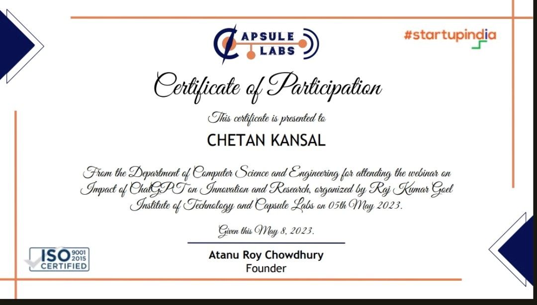 Chetan Kansal on LinkedIn: CHETAN KANSAL's Certificate of Participation ... Chetan Kansal on LinkedIn: CHETAN KANSAL's Certificate of Participation ...
