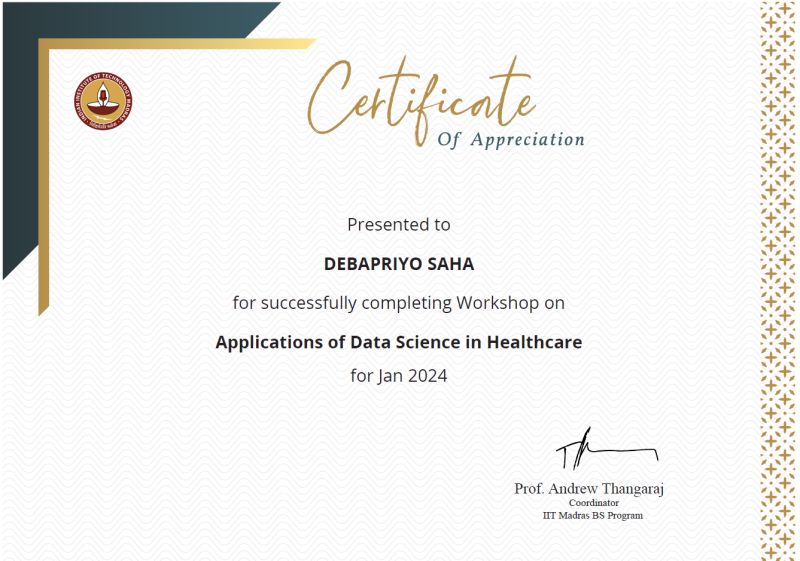 Debapriyo Saha on LinkedIn: #datascience #healthcare #iitmadras # ... Debapriyo Saha on LinkedIn: #datascience #healthcare #iitmadras # ...