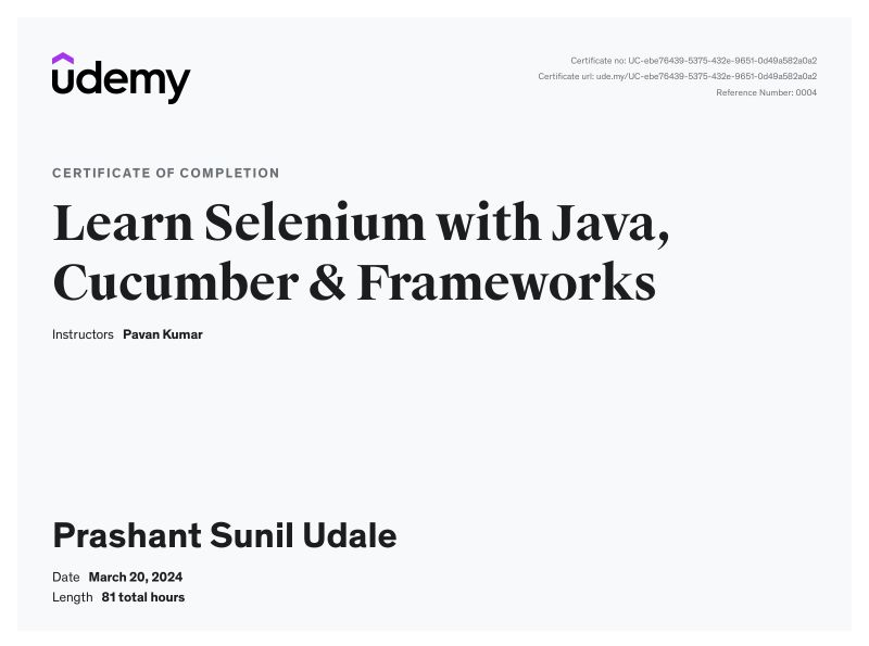 Prashant Udale on LinkedIn: #selenium #java #cucumber # ... Prashant Udale on LinkedIn: #selenium #java #cucumber # ...