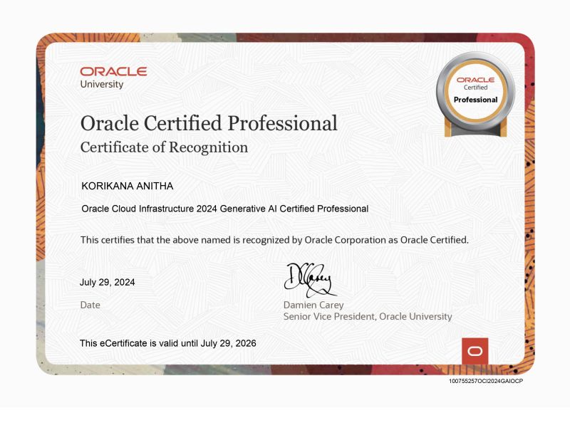 Korikana Anitha on LinkedIn: 🎉 Excited to share a milestone in my ... Korikana Anitha on LinkedIn: 🎉 Excited to share a milestone in my ...