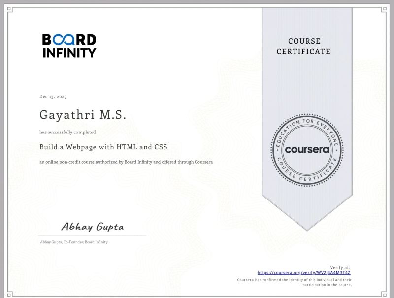 Gayathri M S on LinkedIn: Happy to have learnt about HTML and CSS Gayathri M S on LinkedIn: Happy to have learnt about HTML and CSS