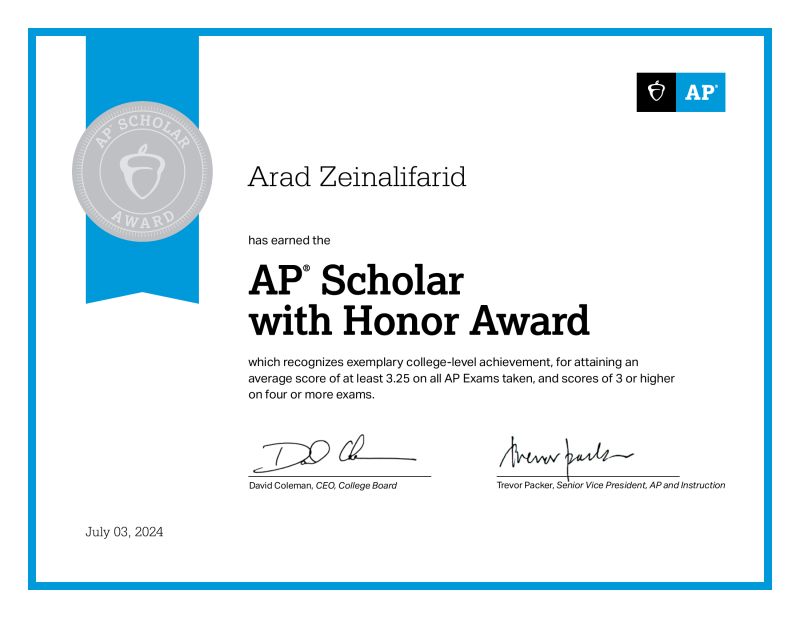 ARAD ZEINALIFARID on LinkedIn: #apscholar #academicachievement # ... ARAD ZEINALIFARID on LinkedIn: #apscholar #academicachievement # ...