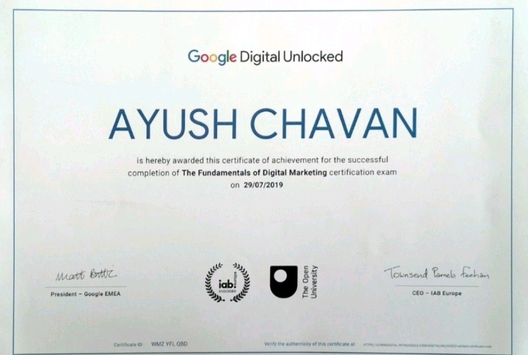 Ayush Chavan on LinkedIn: Google Digital Unlocked Certificate Ayush Chavan on LinkedIn: Google Digital Unlocked Certificate