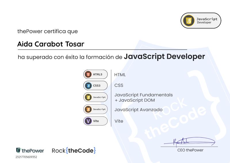 Aida Carabot Tosar on LinkedIn: #certificate #javascriptdeveloper # ... Aida Carabot Tosar on LinkedIn: #certificate #javascriptdeveloper # ...