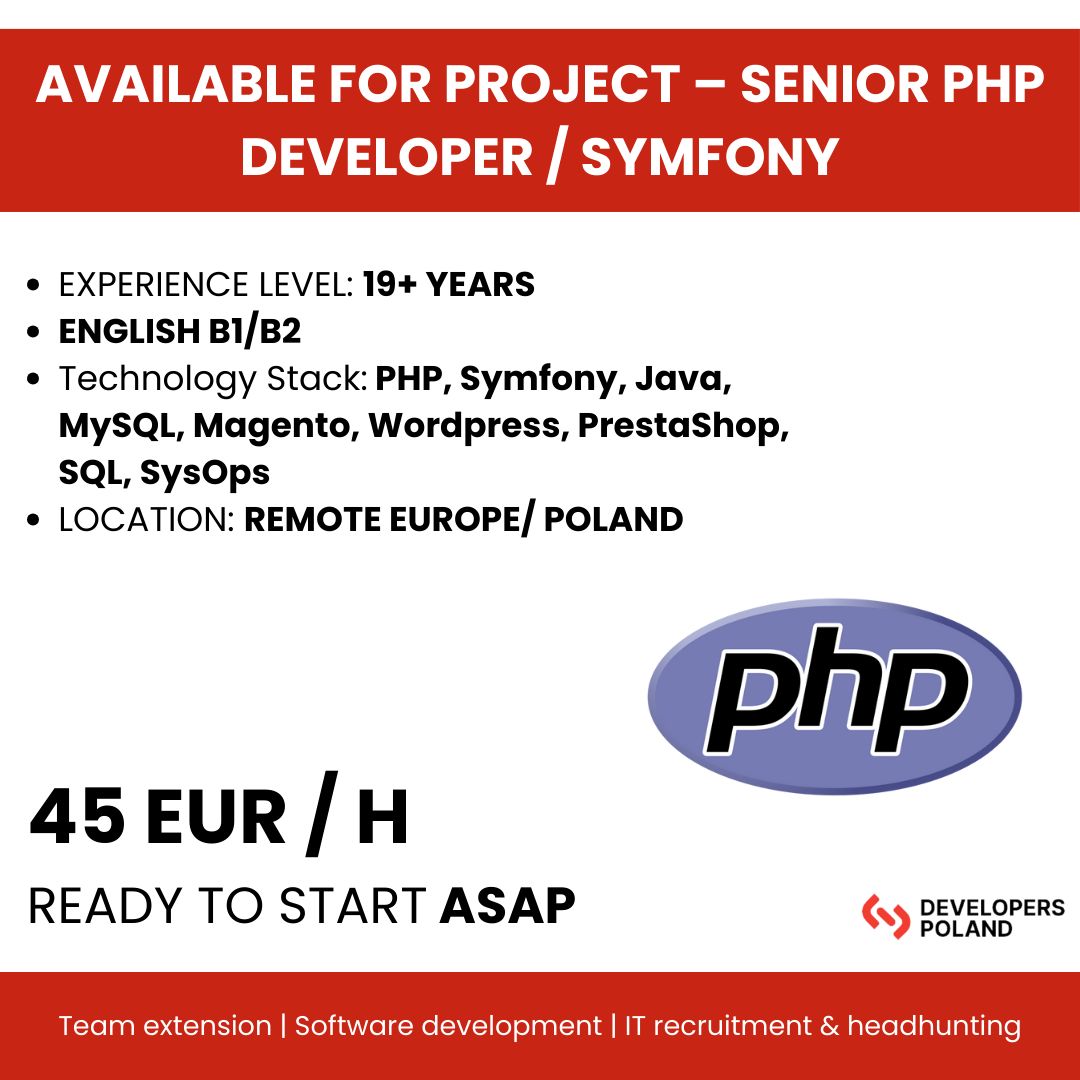 Developers Poland on LinkedIn: AVAILABLE FOR PROJECT - SENIOR PHP ... Developers Poland on LinkedIn: AVAILABLE FOR PROJECT - SENIOR PHP ...