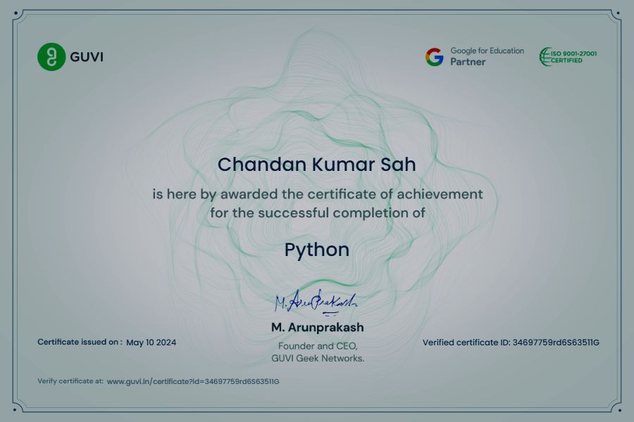 Chandan Sah on LinkedIn: #python #guvi #codingjourney Chandan Sah on LinkedIn: #python #guvi #codingjourney