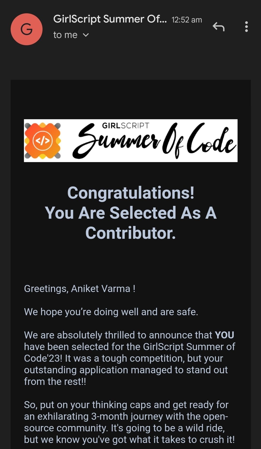 Aniket Varma on LinkedIn: #girlscriptsummerofcode2023 # ... Aniket Varma on LinkedIn: #girlscriptsummerofcode2023 # ...