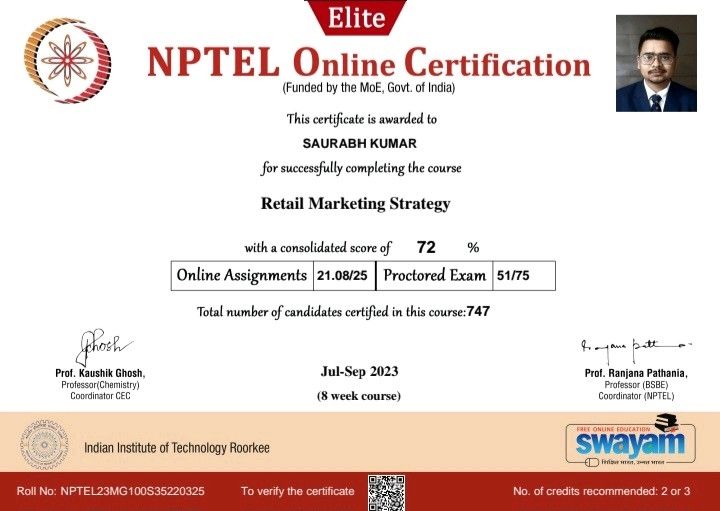 Saurabh Kumar on LinkedIn: #retailmarketing #nptel #iitroorkee # ... Saurabh Kumar on LinkedIn: #retailmarketing #nptel #iitroorkee # ...