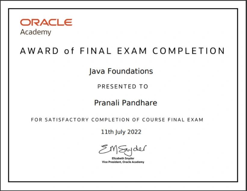 Pranali Pandhare on LinkedIn: #java #oracle Pranali Pandhare on LinkedIn: #java #oracle