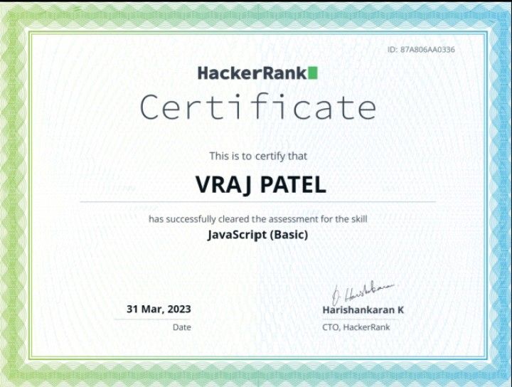 Vraj Patel on LinkedIn: #hackerrank #javascript #webdevelopment Vraj Patel on LinkedIn: #hackerrank #javascript #webdevelopment