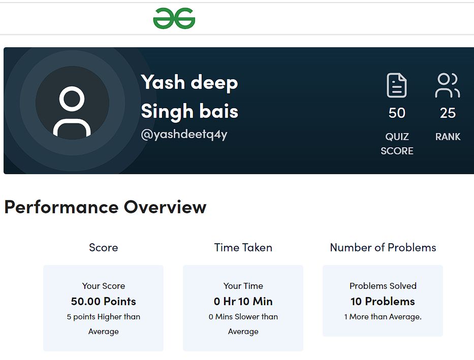 Yash Deep Singh Bais on LinkedIn: #toefl #geeksforgeeks Yash Deep Singh Bais on LinkedIn: #toefl #geeksforgeeks