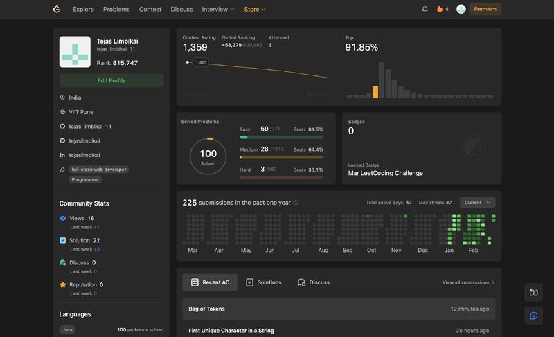 Tejas Limbikai on LinkedIn: #leetcode #problemsolving #codingjourney # ... Tejas Limbikai on LinkedIn: #leetcode #problemsolving #codingjourney # ...