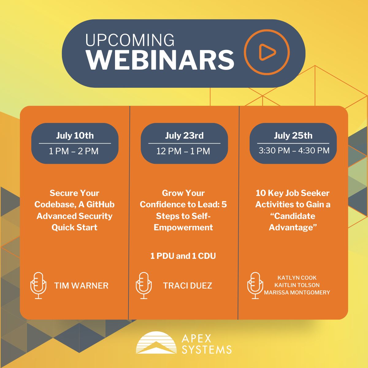 Apex Systems on LinkedIn: This July, Apex Systems is proud to present a ... Apex Systems on LinkedIn: This July, Apex Systems is proud to present a ...