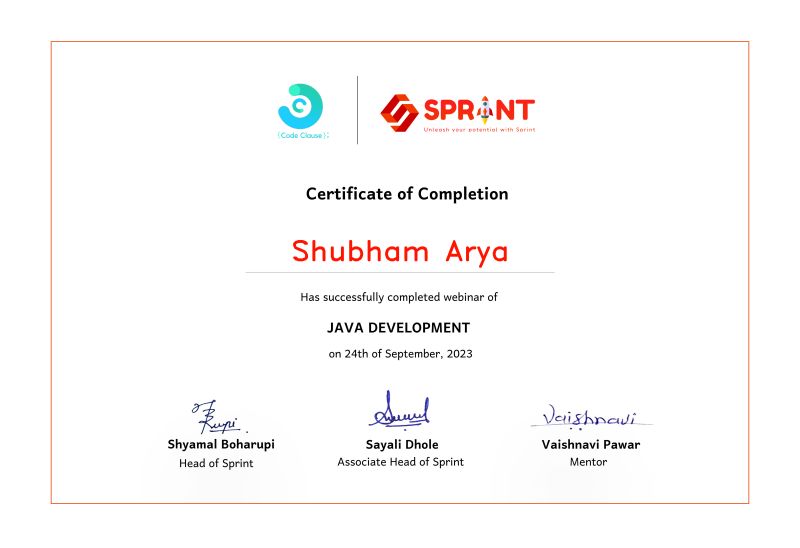 Completed Java webinar and earned a certification | Shubham Arya posted ... Completed Java webinar and earned a certification | Shubham Arya posted ...