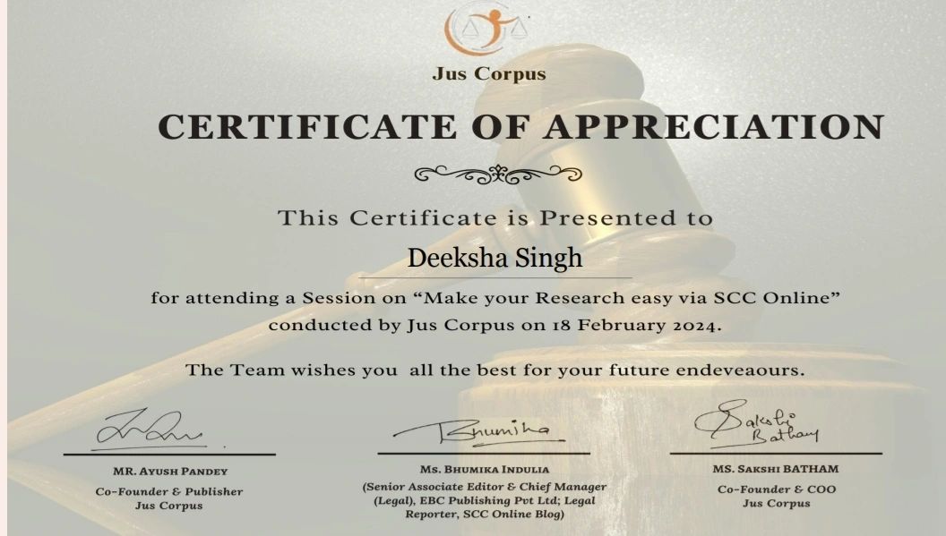 Deeksha Singh on LinkedIn: #juscorpus Deeksha Singh on LinkedIn: #juscorpus