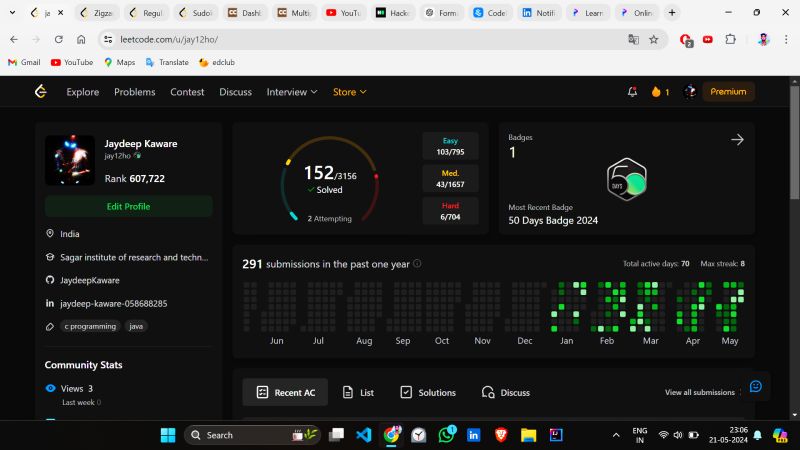 Completed 150+ LeetCode questions! | Jaydeep Kaware posted on the topic ... Completed 150+ LeetCode questions! | Jaydeep Kaware posted on the topic ...