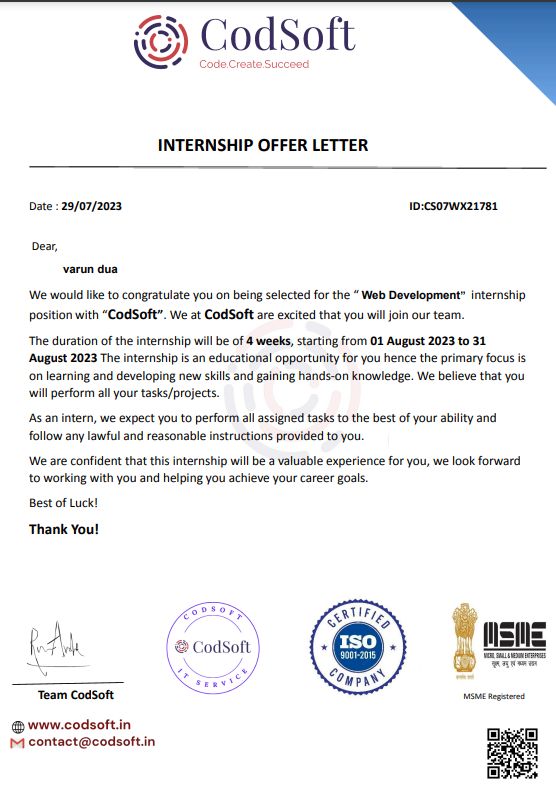varun dua on LinkedIn: #internship #codsoft #techinnovation # ... varun dua on LinkedIn: #internship #codsoft #techinnovation # ...
