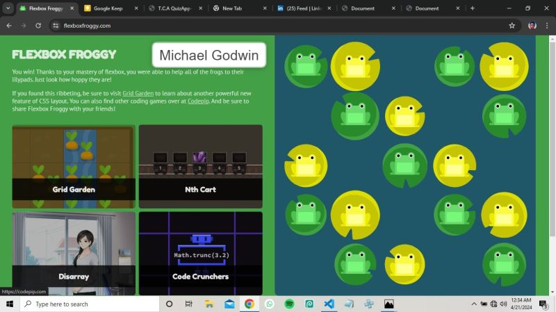 Michael Godwin on LinkedIn: CSS Flexbox Assignment (FLEXBOX FROGGY) The ... Michael Godwin on LinkedIn: CSS Flexbox Assignment (FLEXBOX FROGGY) The ...