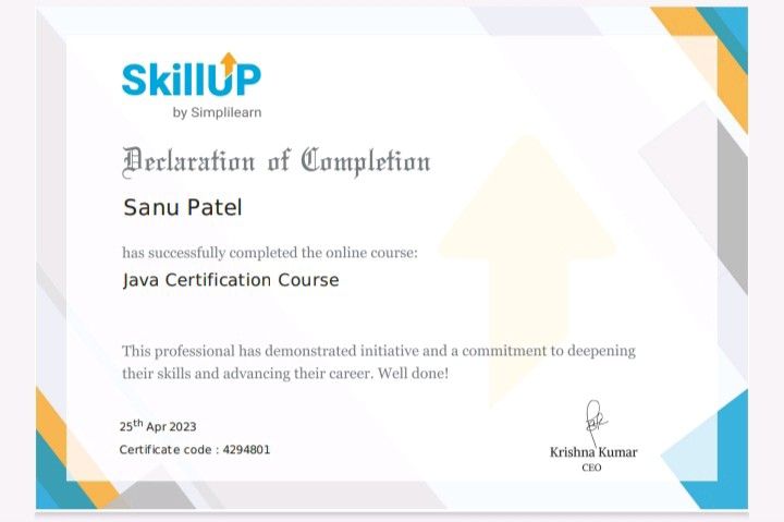 Sanu Patel on LinkedIn: I recently completed my self learning Java ... Sanu Patel on LinkedIn: I recently completed my self learning Java ...