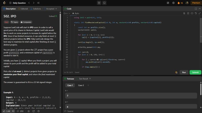 Resolved LeetCode's IPO problem | Ritik Yadav posted on the topic ... Resolved LeetCode's IPO problem | Ritik Yadav posted on the topic ...