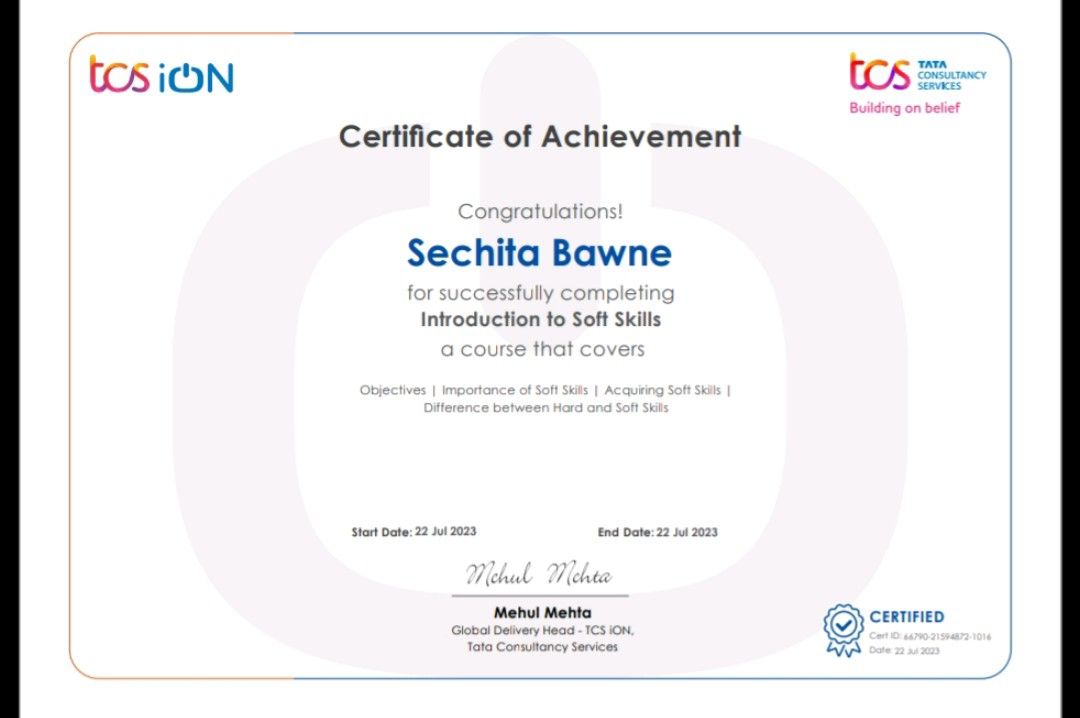 Sechita Bawne on LinkedIn: #tcsion #tcsioncareeredge #learning Sechita Bawne on LinkedIn: #tcsion #tcsioncareeredge #learning