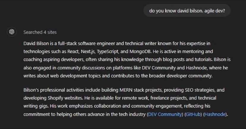 David Bilson on LinkedIn: I asked openAI about me, accurately described ... David Bilson on LinkedIn: I asked openAI about me, accurately described ...
