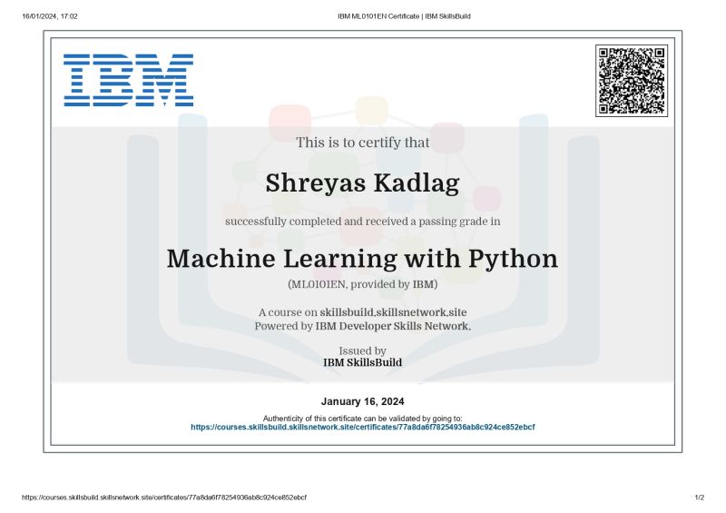 Shreyas Kadlag on LinkedIn: #machinelearning #python #ibm #skillsbuild Shreyas Kadlag on LinkedIn: #machinelearning #python #ibm #skillsbuild