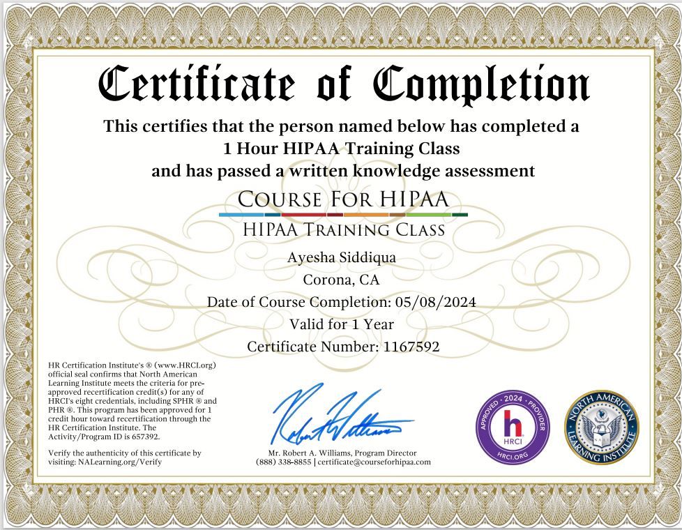 Ayesha Siddiqua on LinkedIn: #hipaa #healthcare #certification #privacy ... Ayesha Siddiqua on LinkedIn: #hipaa #healthcare #certification #privacy ...