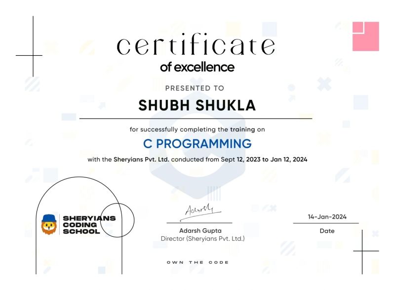 Shubh Shukla on LinkedIn: #clanguage #certification #programming # ... Shubh Shukla on LinkedIn: #clanguage #certification #programming # ...