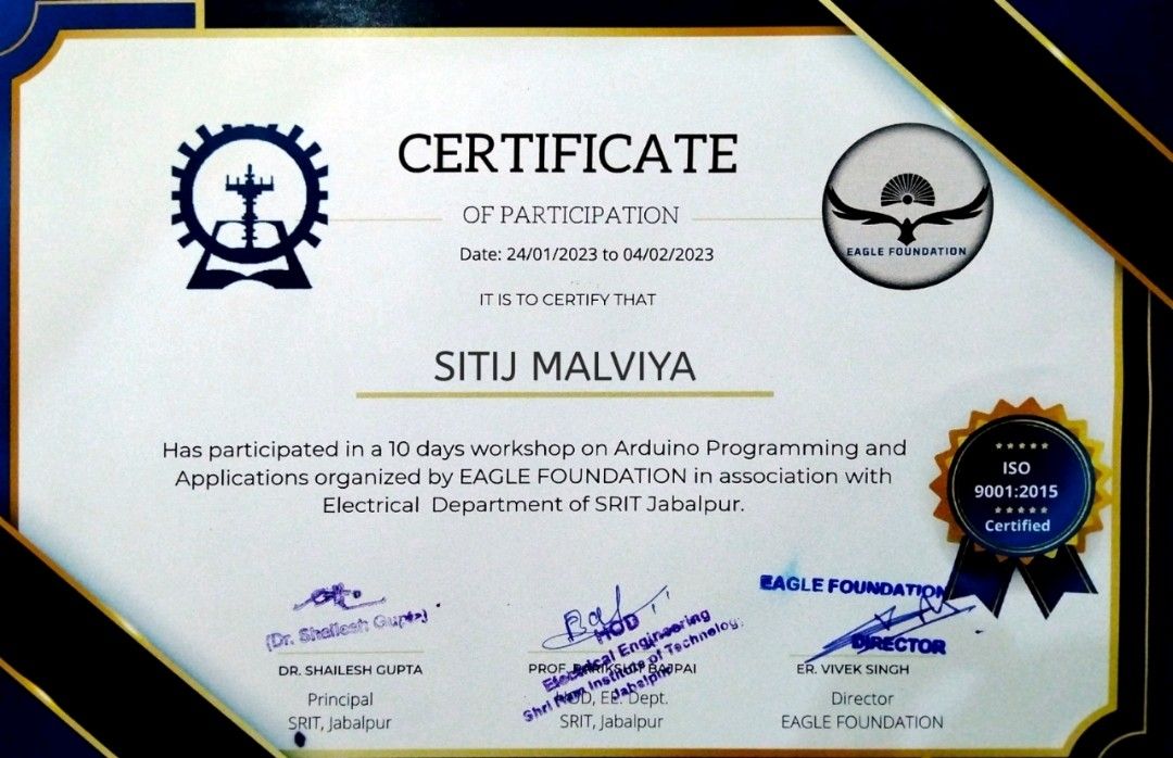 Sitij Malviya on LinkedIn: Certificate of basic Arduino Sitij Malviya on LinkedIn: Certificate of basic Arduino