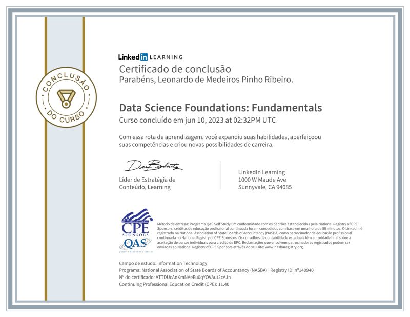 Leonardo de Medeiros Pinho Ribeiro on LinkedIn: Certificate of Completion Leonardo de Medeiros Pinho Ribeiro on LinkedIn: Certificate of Completion