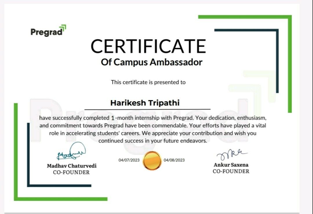 Harikesh Tripathi on LinkedIn: I am Thrilled to share I have ... Harikesh Tripathi on LinkedIn: I am Thrilled to share I have ...