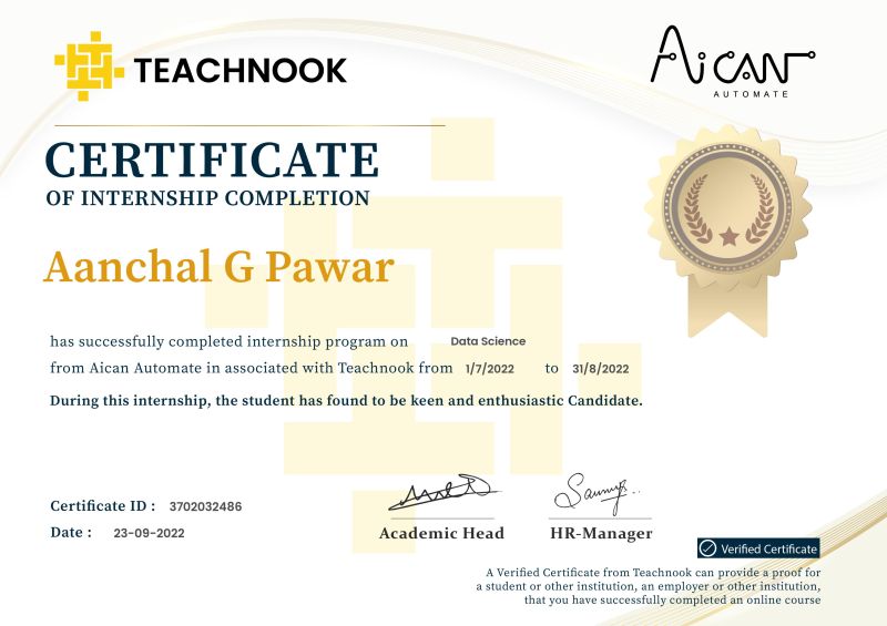 Aanchal Pawar on LinkedIn: #datascience #internship Aanchal Pawar on LinkedIn: #datascience #internship