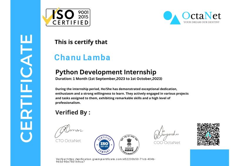 Chanu Lamba on LinkedIn: #internship #python #pythondeveloper Chanu Lamba on LinkedIn: #internship #python #pythondeveloper