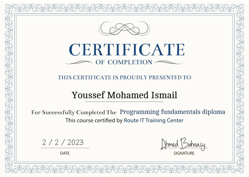 Completed Programming Fundamentals diploma by Route | Youssef Mohamed ... Completed Programming Fundamentals diploma by Route | Youssef Mohamed ...