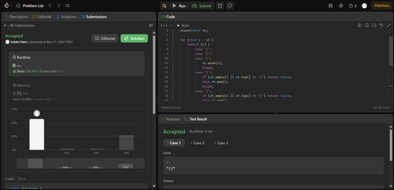🔥 Day 44 of #100DaysOfCode in DSA & C++: Solved Valid Parentheses on ... 🔥 Day 44 of #100DaysOfCode in DSA & C++: Solved Valid Parentheses on ...