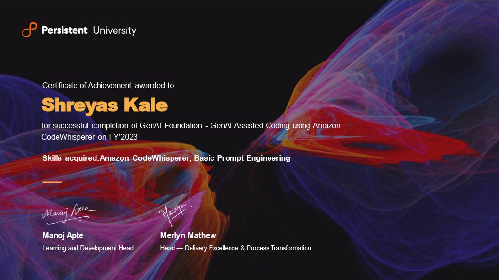 Shreyas Kale on LinkedIn: #persistentsystem #persistentuniversity # ... Shreyas Kale on LinkedIn: #persistentsystem #persistentuniversity # ...
