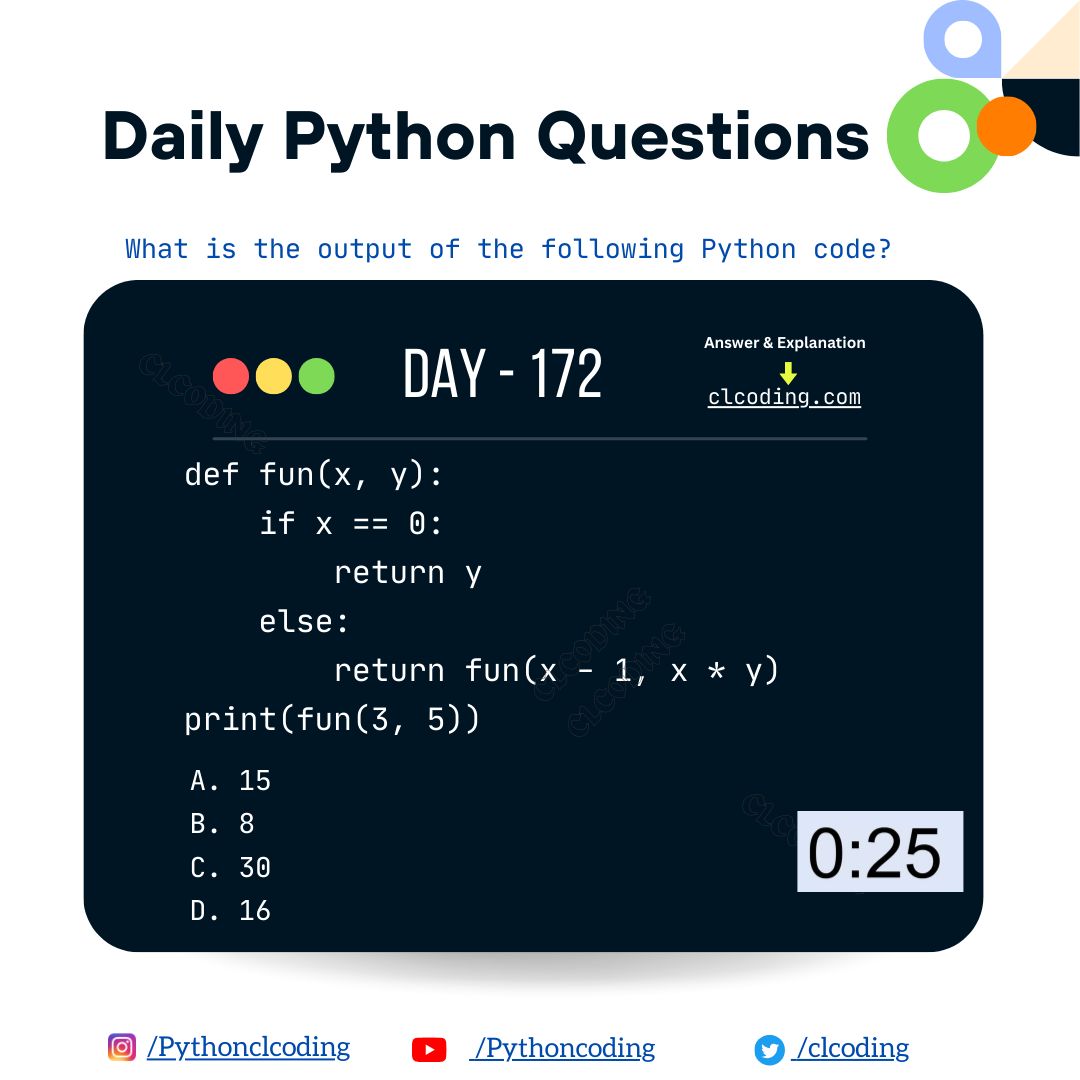 Python Coding on LinkedIn: Python Coding challenge - Day 172 | What is ... Python Coding on LinkedIn: Python Coding challenge - Day 172 | What is ...