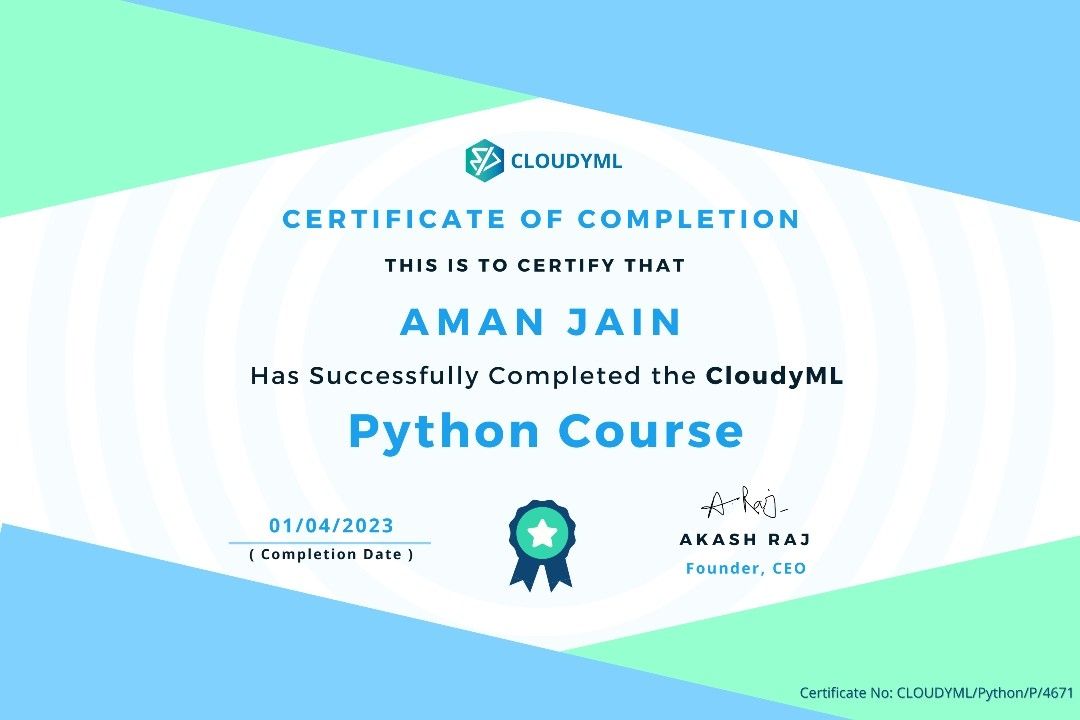 Aman Jain on LinkedIn: #pythoncertification #learningexperience # ... Aman Jain on LinkedIn: #pythoncertification #learningexperience # ...