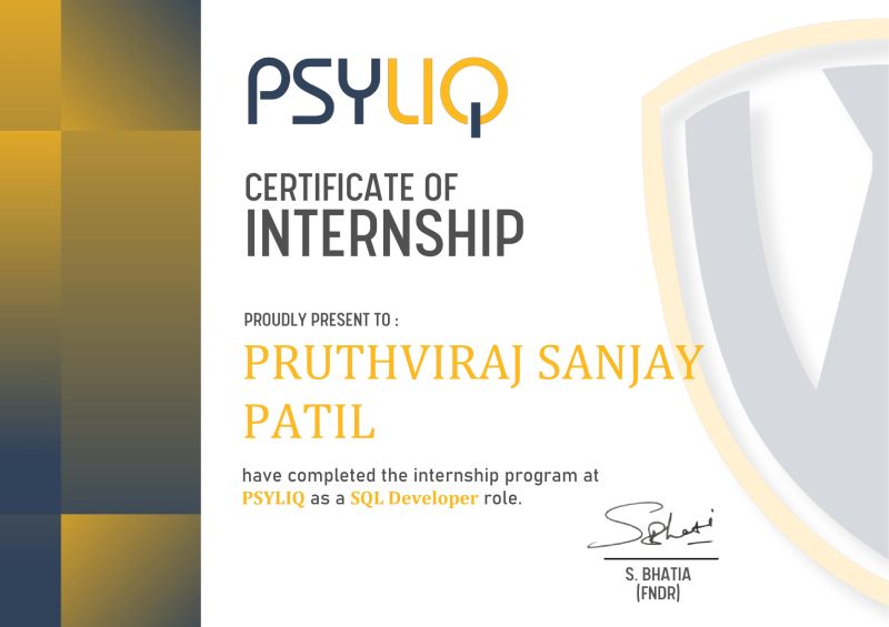 Mr. Pruthviraj Patil on LinkedIn: #sqldeveloper #sql #internship # ... Mr. Pruthviraj Patil on LinkedIn: #sqldeveloper #sql #internship # ...
